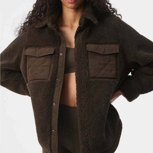 ALO Yoga | Jackets & Coats | Alo Yoga Sherpa Edge Shacket Espresso ...